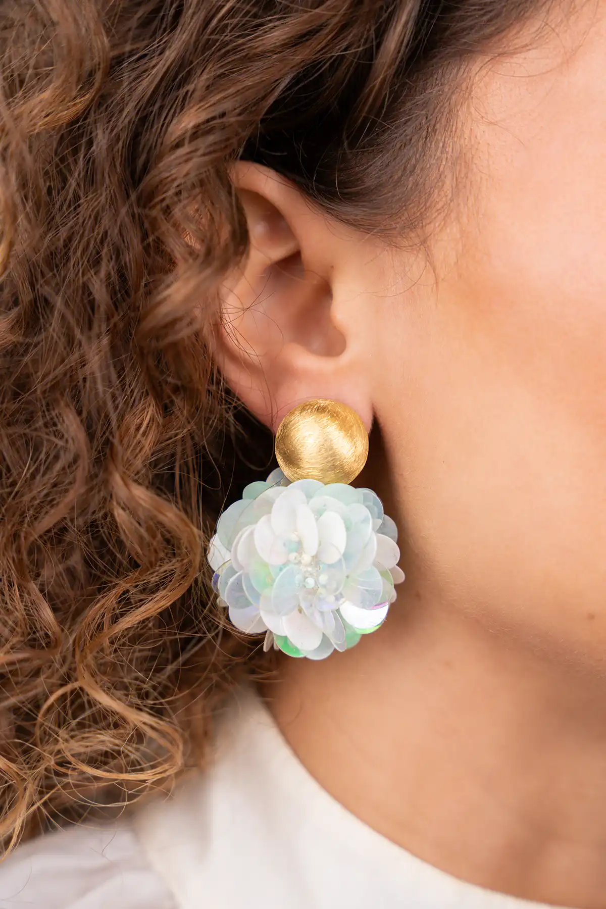 Sequin earrings Holo mint Laure Globe L